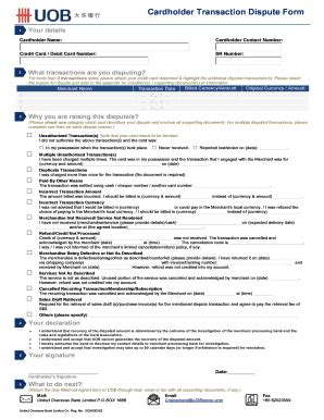Uob Credit Card Dispute Form Complete With Ease Airslate Signnow