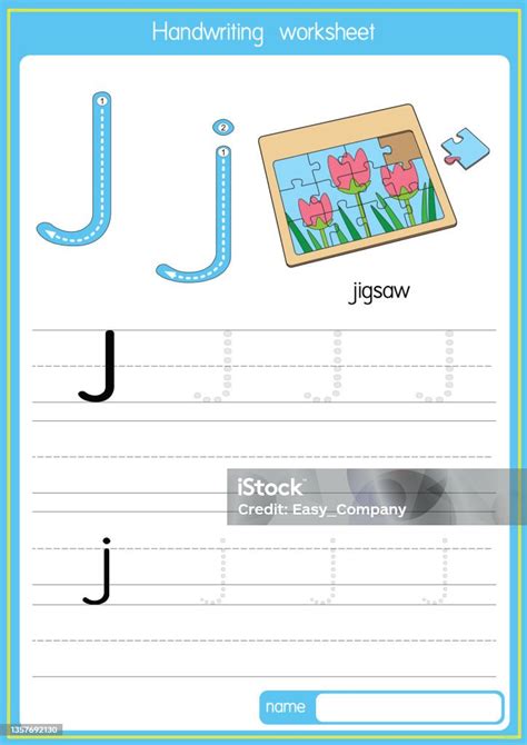 알파벳 문자 J 어퍼 케이스 또는 어린이 학습 연습 Abc를위한 대문자와 직소의 벡터 그림 0명에 대한 스톡 벡터 아트 및 기타