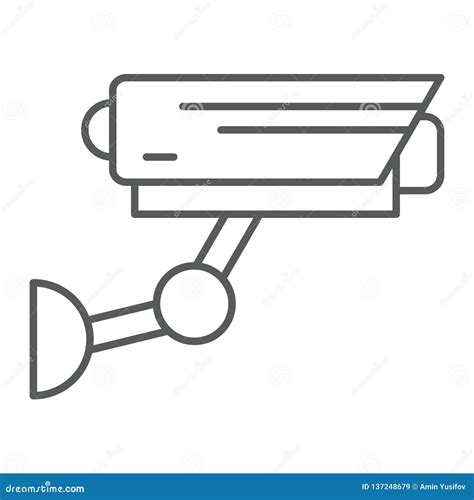 Cctv Thin Line Icon Security And Monitoring Surveillance Camera Sign Vector Graphics A