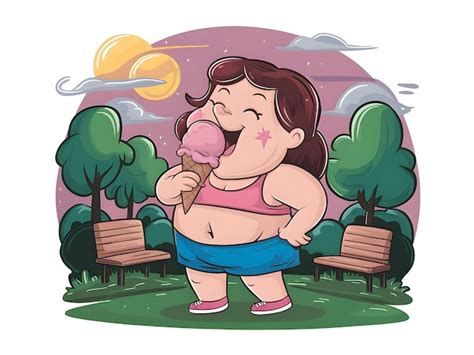 Content Chubby Girl Happily Savoring An Ice Cream Cone Premium Ai