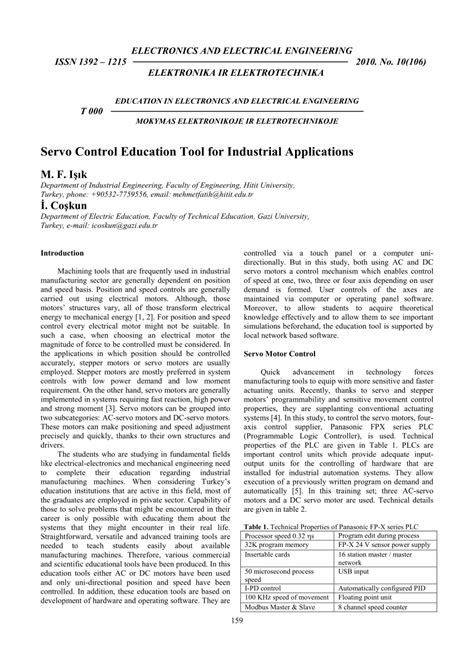 Pdf Servo Control Education Tool For Industrial Applications