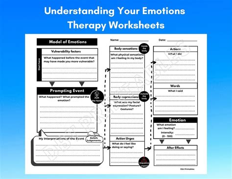 Understanding Emotions Printable Dbt Worksheets Emotion Etsy Therapy