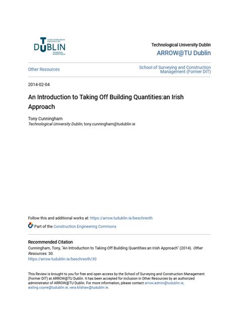 An Introduction To Taking Off Building Quantities An Irish Approa Pdf