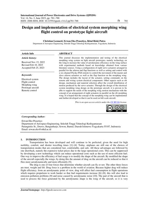 Pdf Design And Implementation Of Electrical System Morphing Wing Flight Control On Prototype