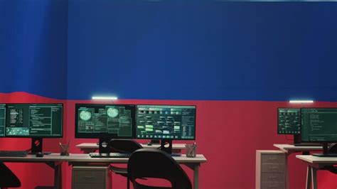 Premium Photo Empty Governmental Hacking Room With Russian Flag On