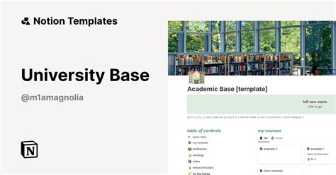 University Base Template By Mia Notion Marketplace