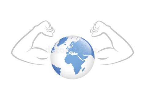 Globe Fort De La Terre Avec Les Bras Musculaires Illustration De