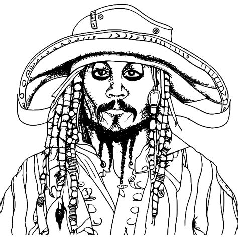 Jack Sparrow Coloring Page Creative Fabrica