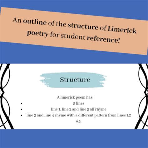 Limerick Poetry Writing Poster Structure And Sample Of Limericks Anchor