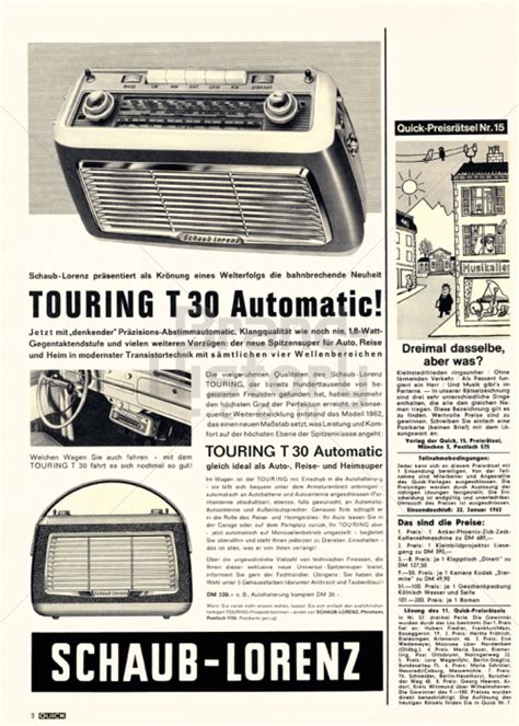 SCHAUB-LORENZ - TOURING T 30 · Gleich ideal als Auto-, Reise- und ...