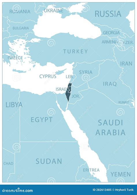 Israel Blue Marked In Political Map Of South Asia And Middle East
