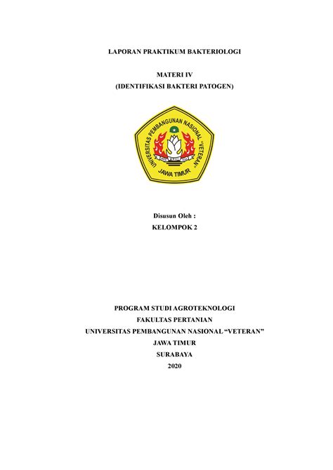 Laporan Praktikum Mata Kuliah Bakteriologi Materi Identifikasi Bakteri Patogen Laporan