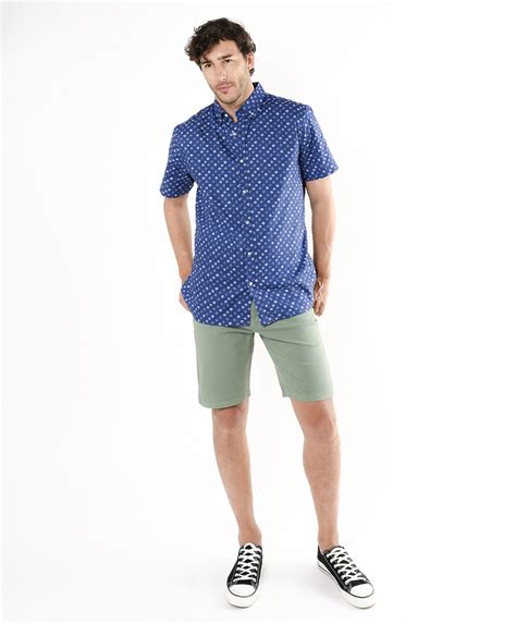 Camisa Hombre Florcitas Azul Tricot