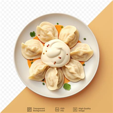 Premium Psd A Plate Of Dumplings With A White Plate With A Picture Of