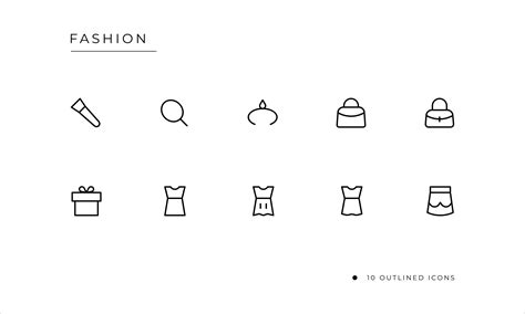 Fashion Icon Set With Outlined Style Vector Art At Vecteezy