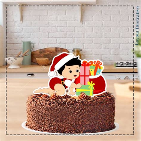 Topo De Bolo Natal Bebe Presentes 5249 Arquivo Digital Elo7
