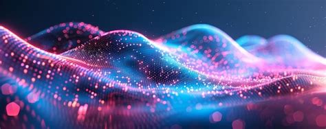 Abstract Technology Flowing Data Streams Neon Lines On A Dark Matrix Create A Digital Landscape