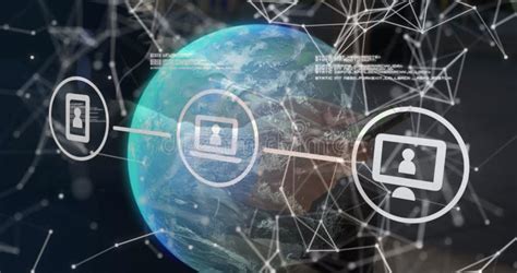 Imagen De La Red De Conexiones Con Iconos Y Globo Con Datos Sobre El