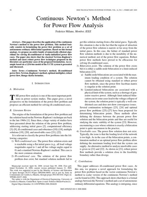 continuous newton s method for power flow analysis download free pdf