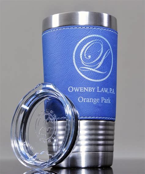 Personalized 20 Oz Stainless Leatherette Polar Camel Tumbler In Blue