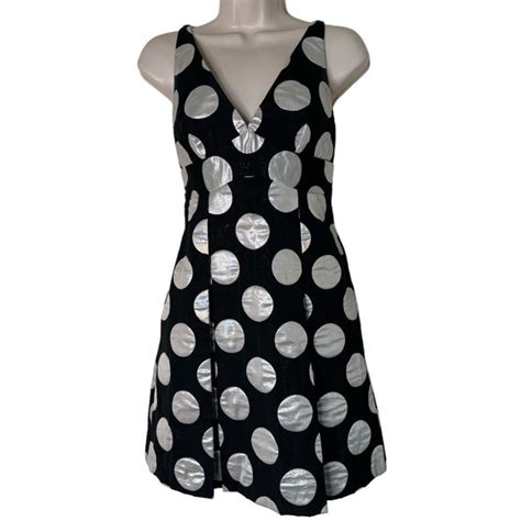 Milly Dresses Milly Of New York Size Black Polka Dot Dress Metallic