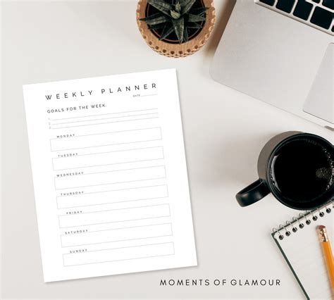 Simple Weekly Planner Printable Planner Template Etsy