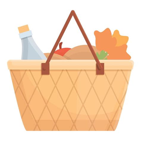 Icono De La Cesta De Alimentos Dibujos Animados Y Estilo Plano