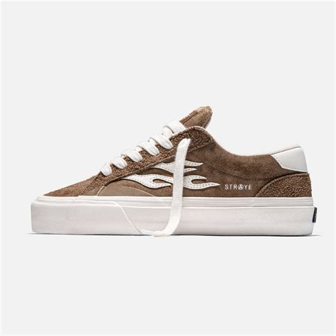 Straye Logan Brown Flame Hairy Suede Suede Low Top Skate Shoe