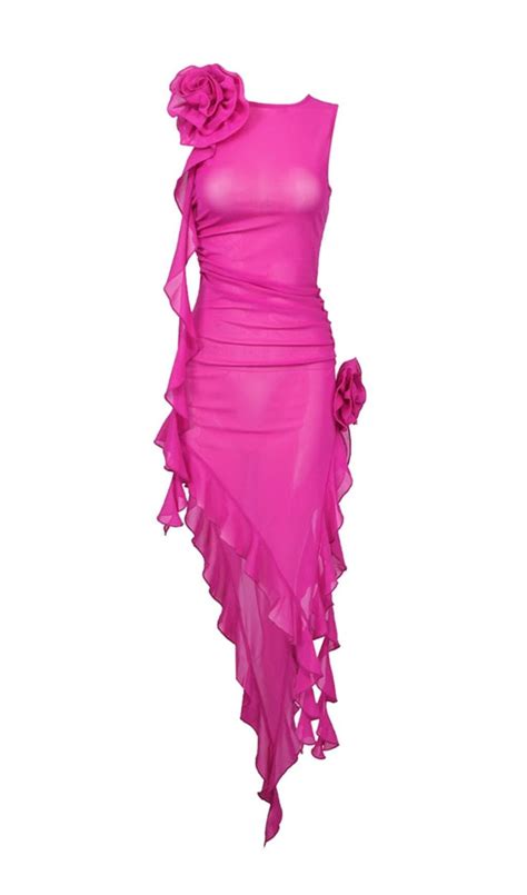 Perspective Ruffle Midi Dress In Pink Midi Dress Ruffle Midi Dress