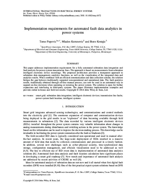 Pdf Implementation Requirements For Automated Fault Data Analytics In