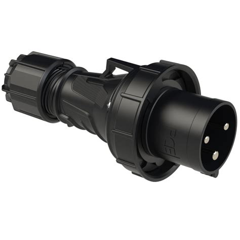 Pce Midnight Series Black Trailing Commando Plug 63a 2pe 230v Ip67