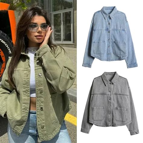 Casual Denim Jackets For Women With Fashionable Turn Down Collar