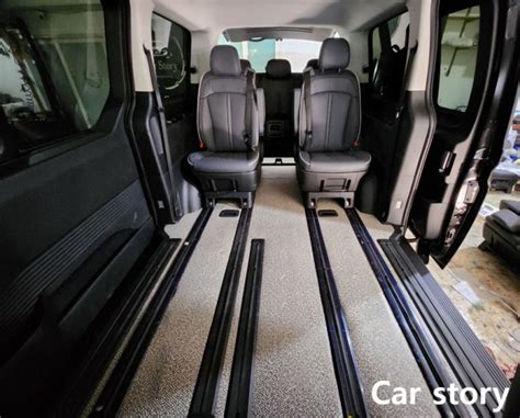 스타리아 투어러 9인승을 라운지 9인승으로 바꾸다 좌석 및 시트 배열 구조변경 바닥 모노륨 레일 개조 2열 회전 통풍시트 열선시트까지 180도 달라진 스타리아 실내