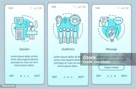 수사학 삼각형 온보딩 모바일 앱 페이지 화면 벡터 템플릿 교육 강좌에 대한 스톡 벡터 아트 및 기타 이미지 교육 강좌 그래픽 사용자 인터페이스 기술 Istock