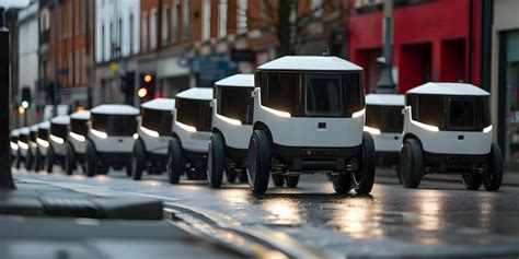 Streamlining Urban Logistics City Fleet Of Autonomous Delivery Robots Concept Urban Logistics