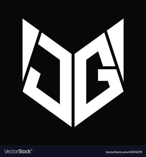 Jg Logo Monogram Hexagon Slice Design Template Vector Image