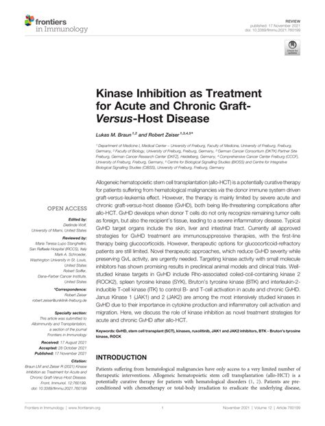 Pdf Kinase Inhibition As Treatment For Acute And Chronic Graft Versus