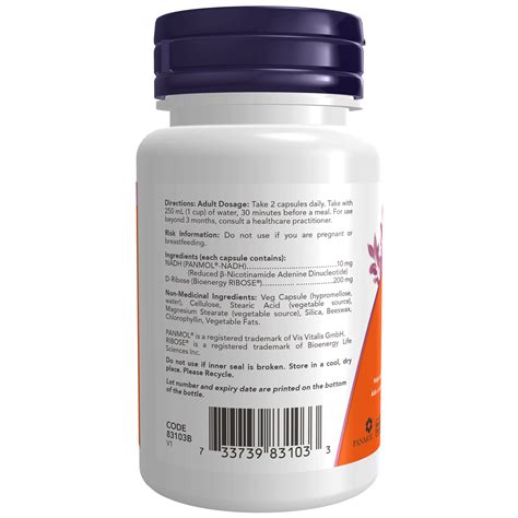 Nadh Mg Veg Capsules Now Foods Canada