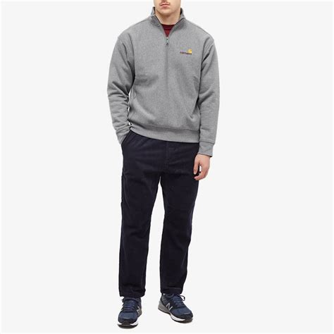 Carhartt Wip Half Zip American Script Sweat Dark Grey Heather End Us