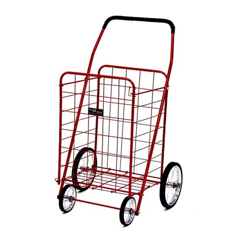 Foldable Shopping Cart W Wheels Red Grocery Extra Large Heavy Duty