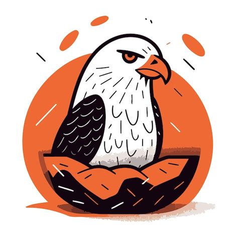 Águila En El Nido Ilustración Vectorial En Estilo Doodle Vector Premium