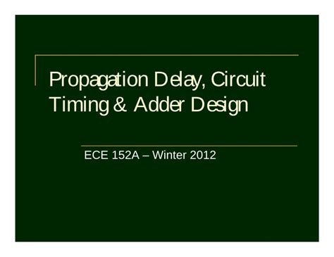Propagation Delay Timing Diagram Project Real World Applicat