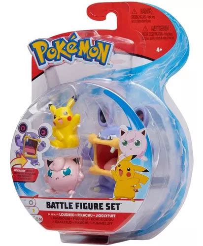 Figura Pokemon Battle Figure Set Loudred Pikachu Jigglypuff Meses Sin