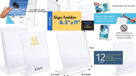 The Office Acrylic Slanted Sign Holder 8 5 X 11 12 Pack Sign Holder