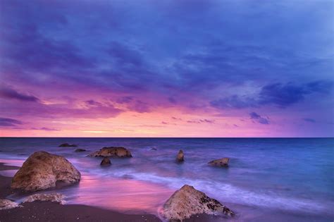 Purple Beach Sunset Wallpaper