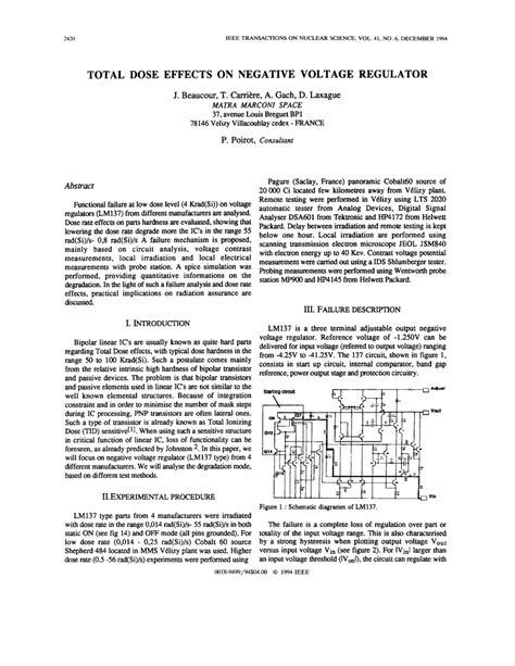 Pdf Total Dose Effects On Negative Voltage Regulator