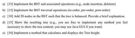 Solved A 15 Implement The Bst And Associated Operations