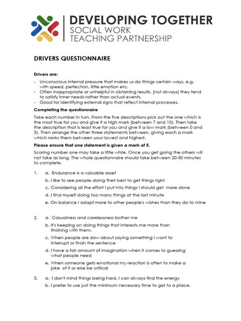 Drivers Questionnaire Pdf Psychology