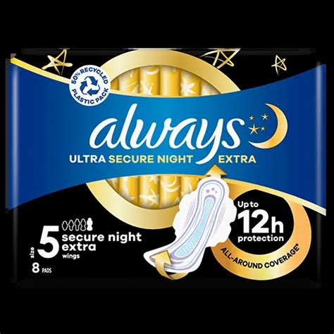 Always Ultra Secure Night Extra (Size 5) Pads With Wings | Always