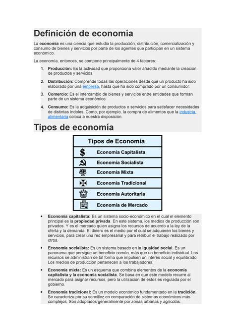 Definición De Economía Definición De Economía La Economía Es Una